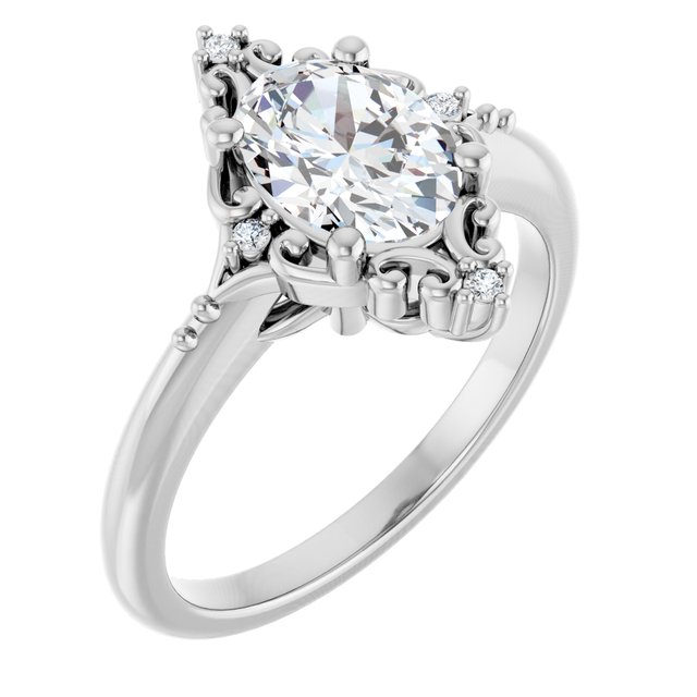 Octavia 1 Carat Oval Diamond Accented Engagement Ring 14K White Gold ...