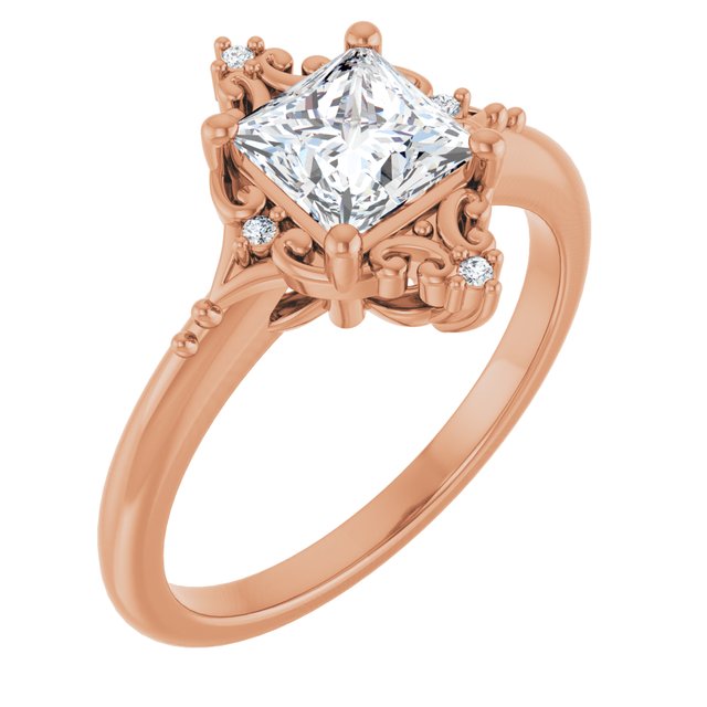 Octavia 1 Carat Square Diamond Accented Engagement Ring, 14k White Gold ...
