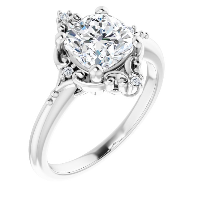 Octavia 2 Carat Cushion Lab Grown Diamond Accented Engagement Ring, 14k ...
