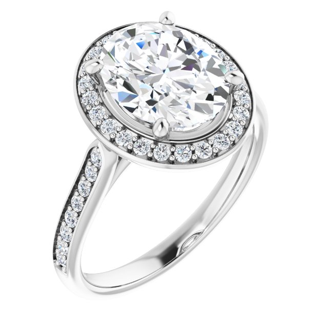 Peyton 4 Carat Oval Diamond Halo-Style Engagement Ring 14K White Gold ...