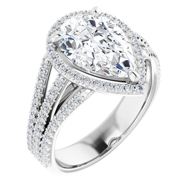 Peyton 3 Carat Pear Lab Grown Diamond Halo-Style Engagement Ring 14K ...