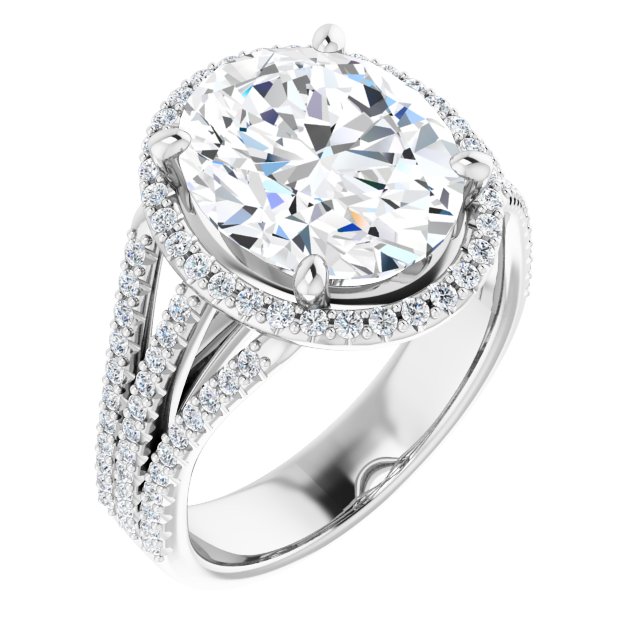 Peyton 5 Carat Oval Lab Grown Diamond Halo-Style Engagement Ring 14K ...