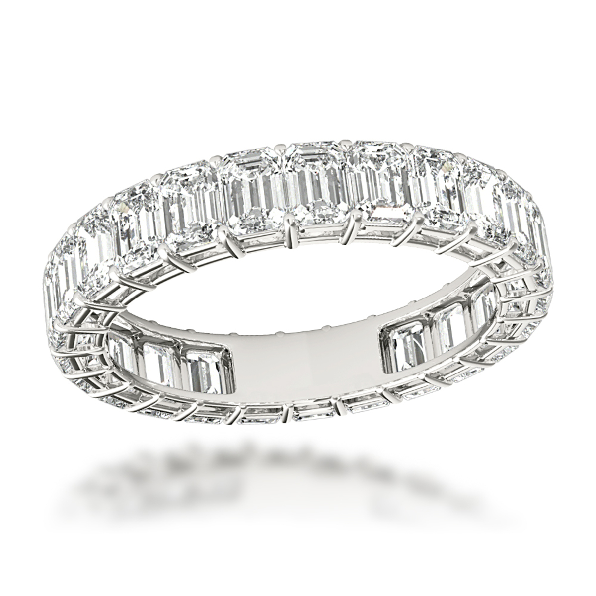 Platinum Emerald Cut Diamond Eternity Band for Women 4ct Anniversary ...