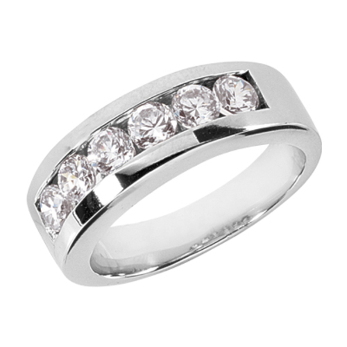 Platinum Round Diamond Men's Wedding Ring 1.50ct 7mm 013152