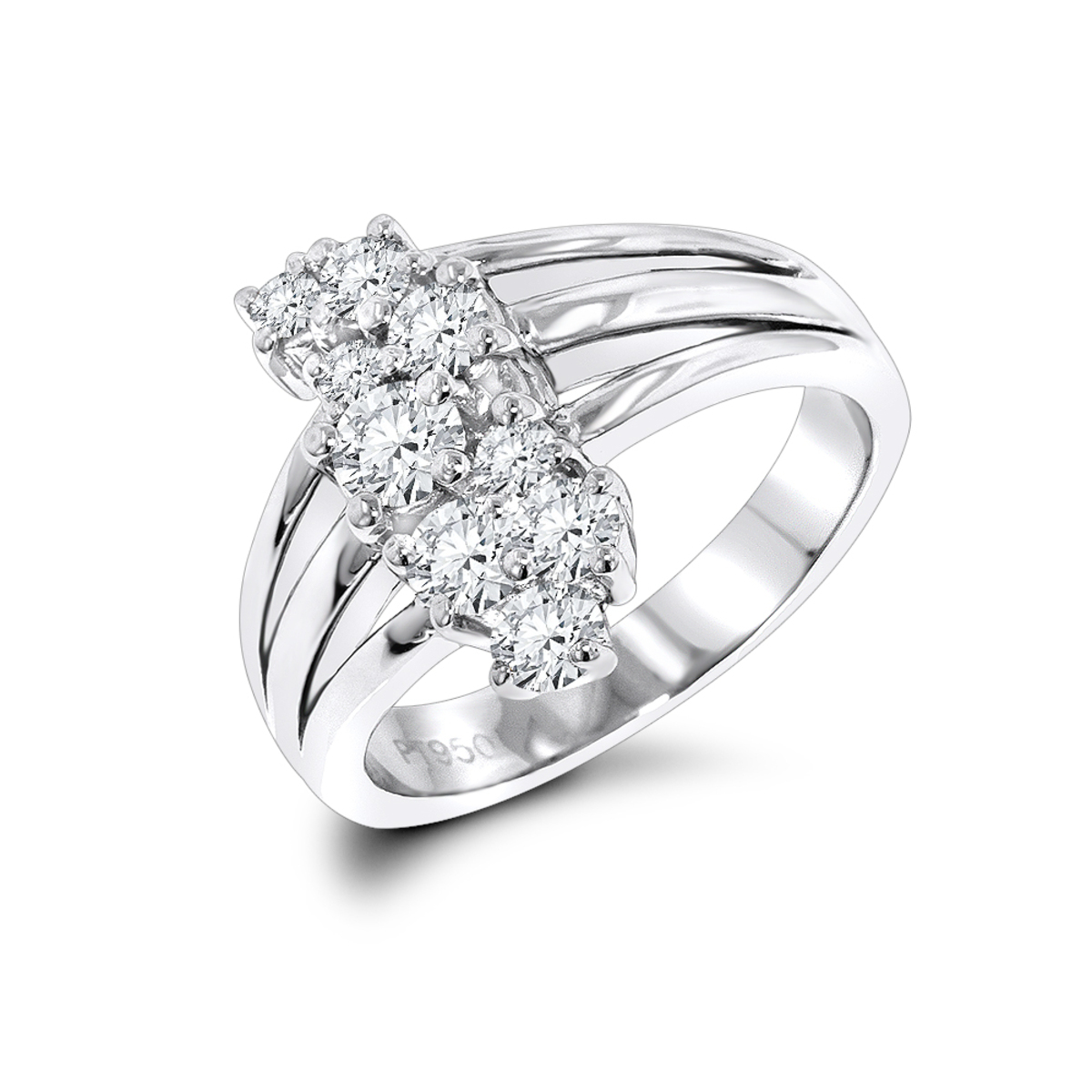 Platinum Round Diamond Right Hand Ladies Ring 0.76ct 013445