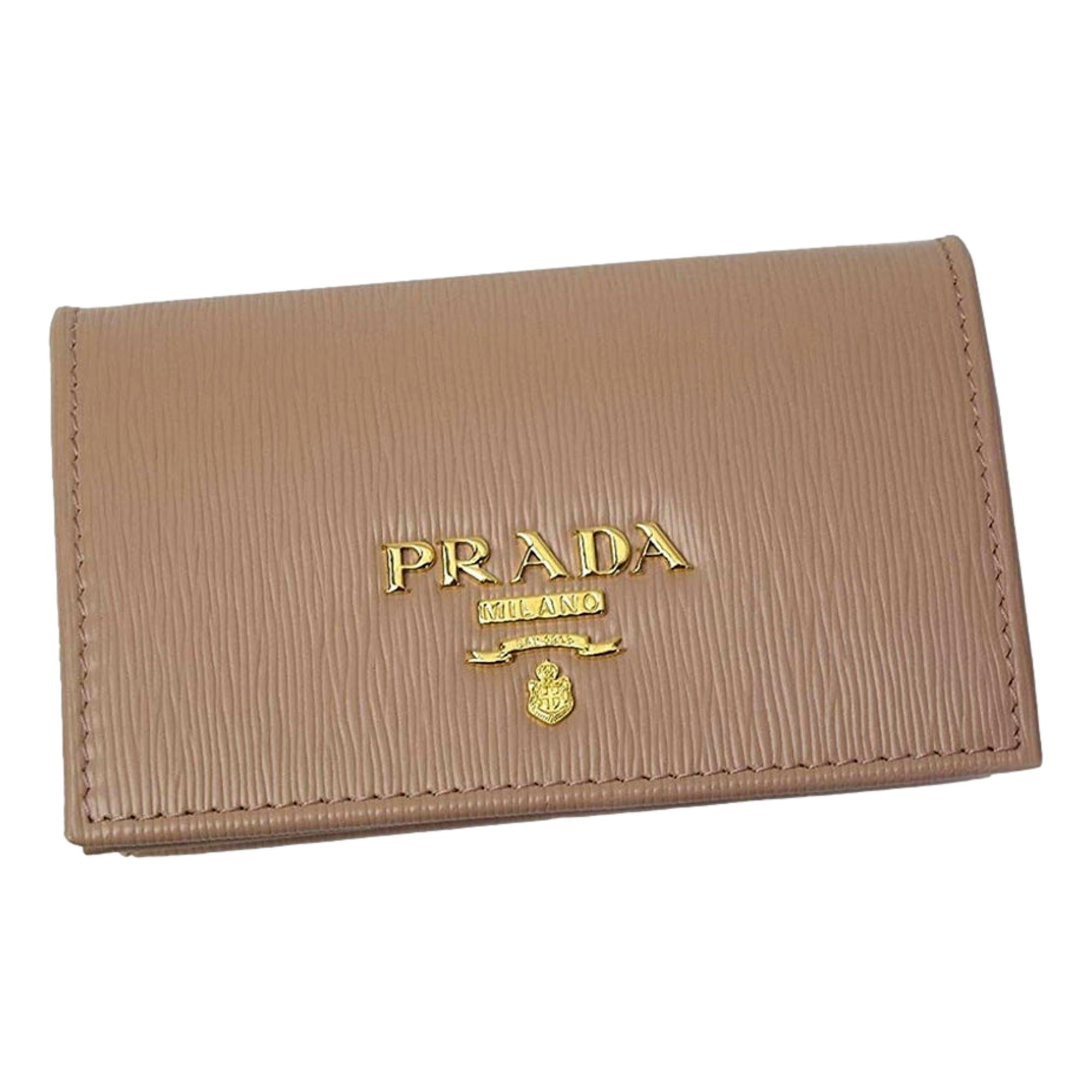 Prada Vitello Move Cipria Beige Leather Mini Cardholder Snap Wallet for ...