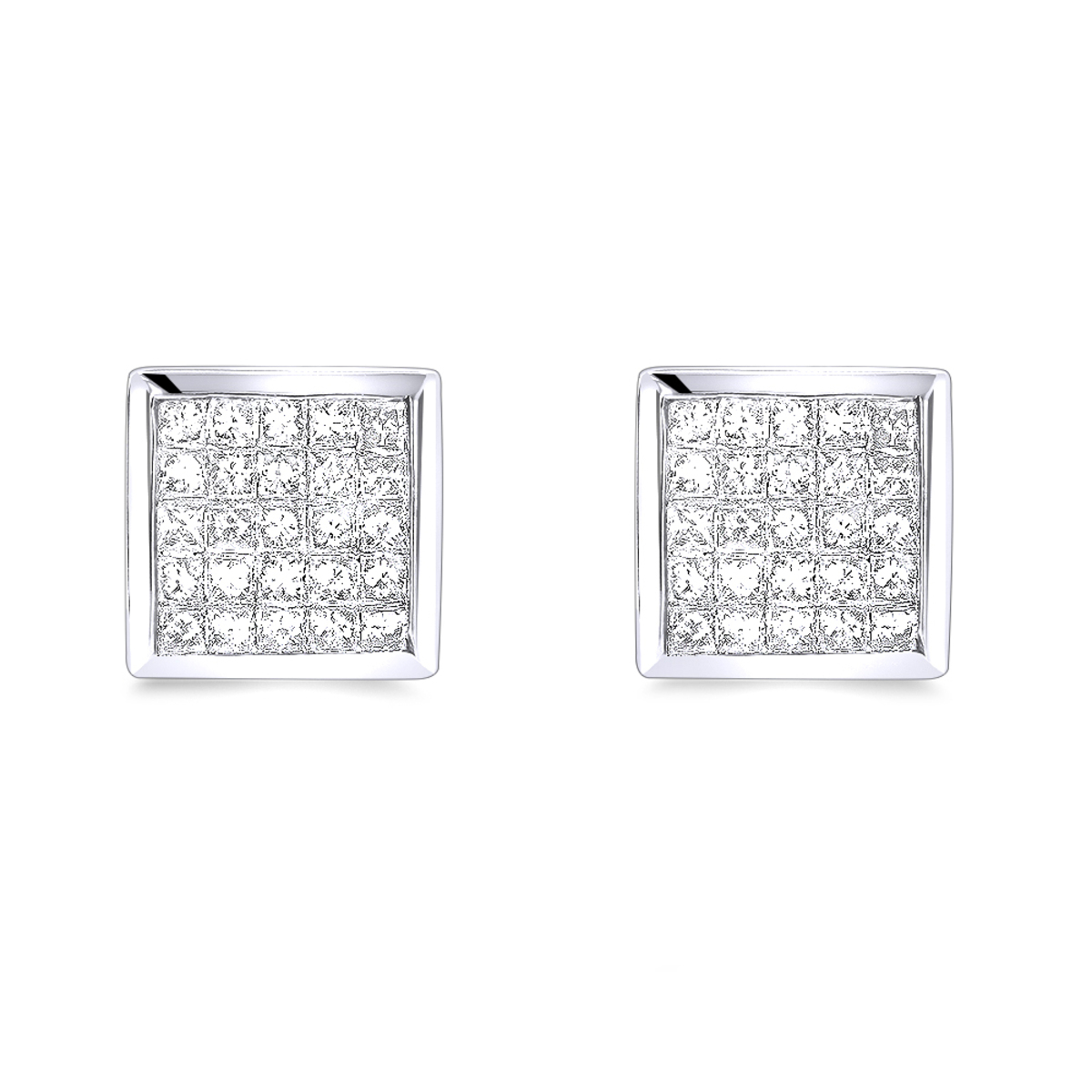 Princess Cut Diamond Earrings 0.5ct 14K White Gold 406299