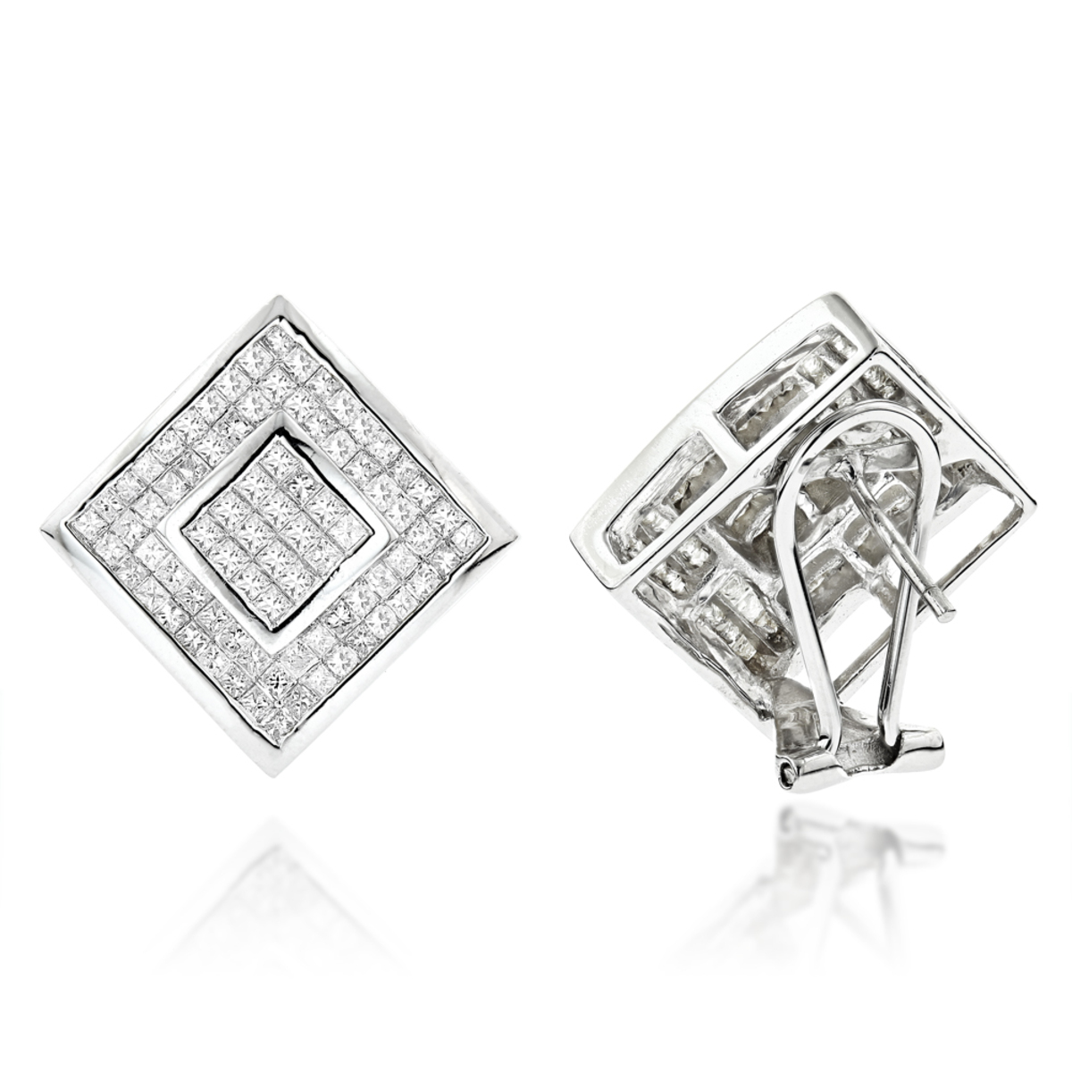 Princess Cut Diamond Earrings 2.50ct 14K Gold 405017