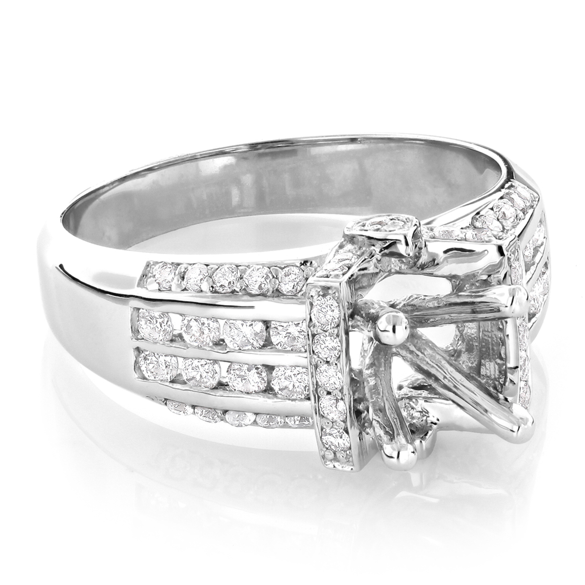 Round Diamond Engagement Ring Setting 0.79ct 14K White Gold 890174