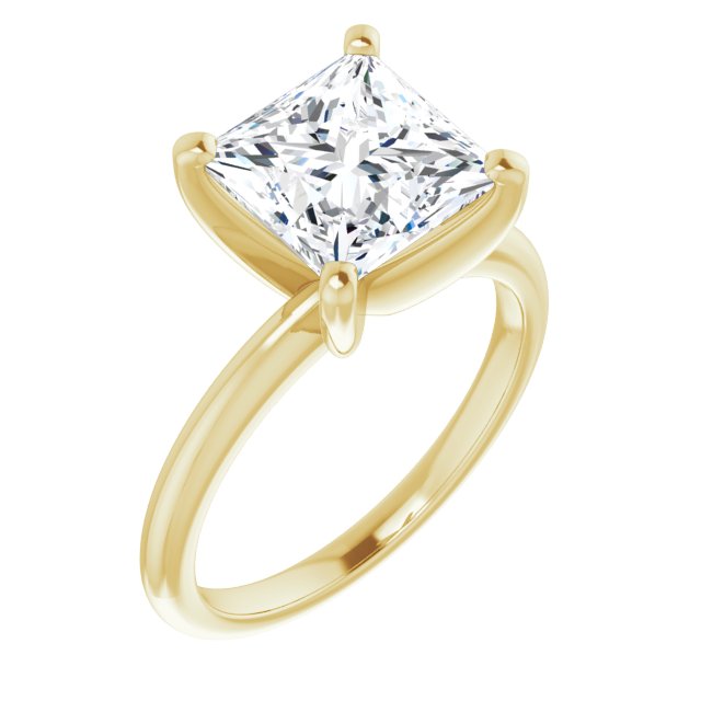 Skylar 3 Carat Square Diamond Solitaire Engagement Ring 14K Yellow Gold ...