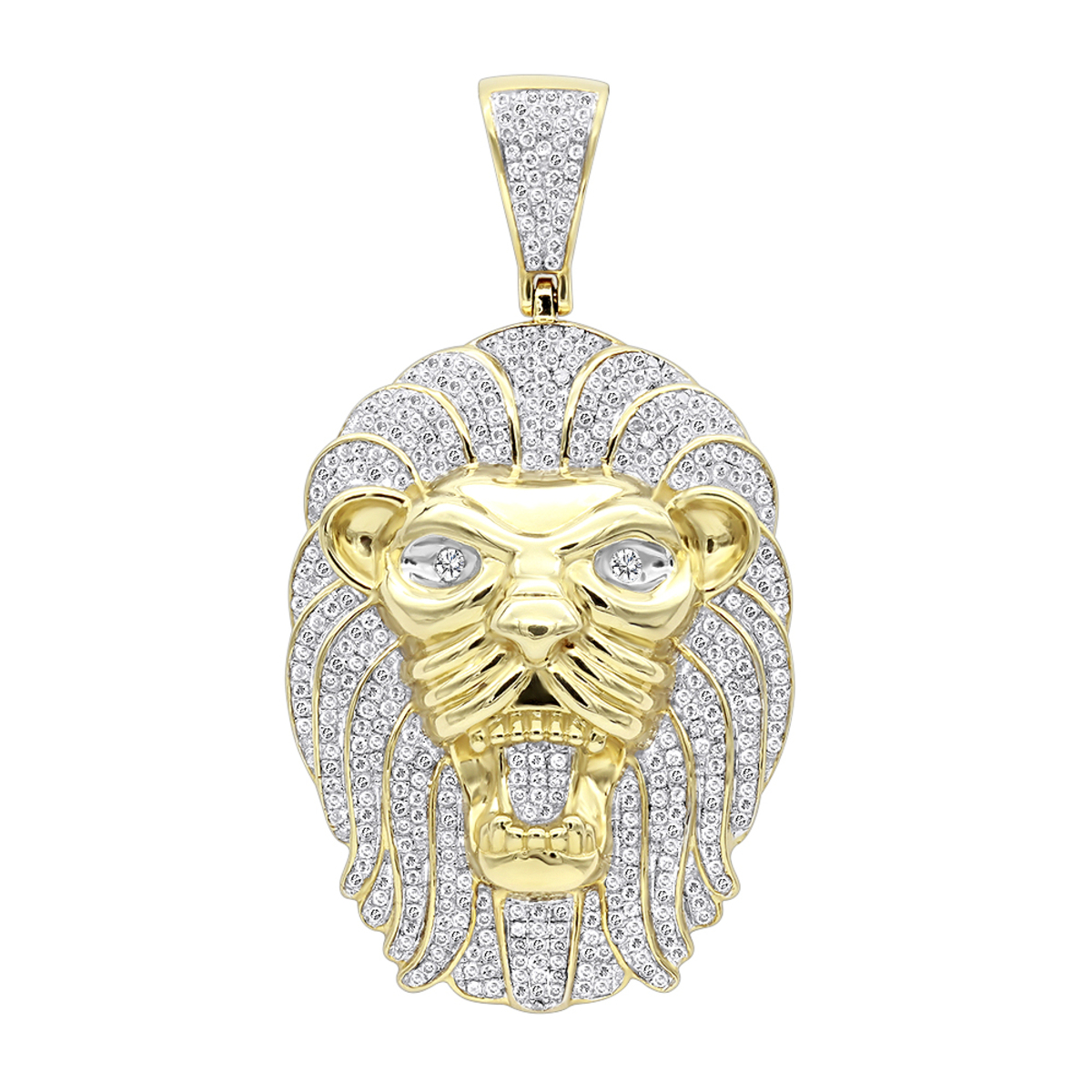 10K Yellow Gold Lion Head Pendant with Diamonds for Men 1.2ct 406903