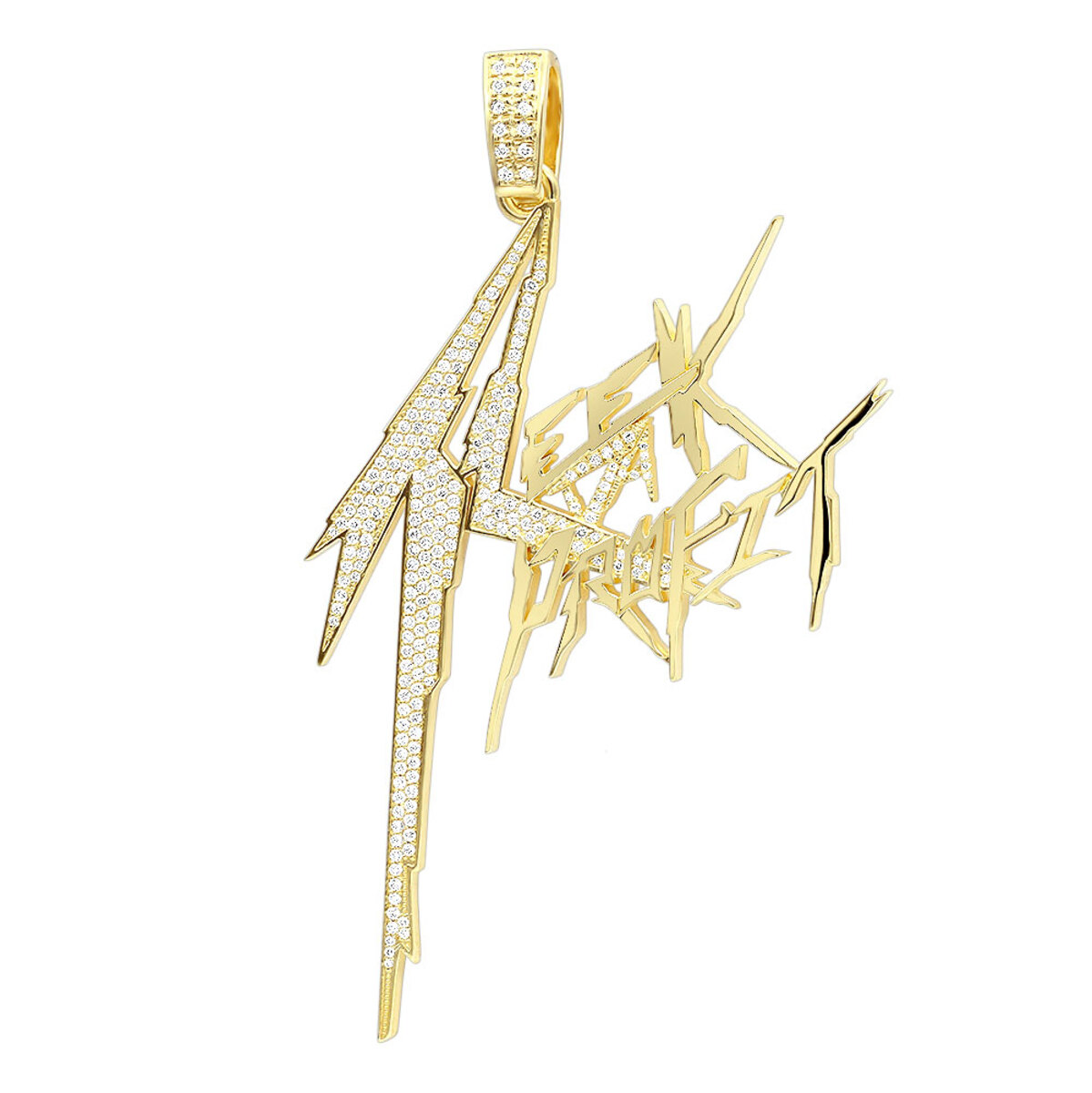 Unique Custom Made Jewelry For Men Real Diamond Pendant 14K Yellow Gold ...