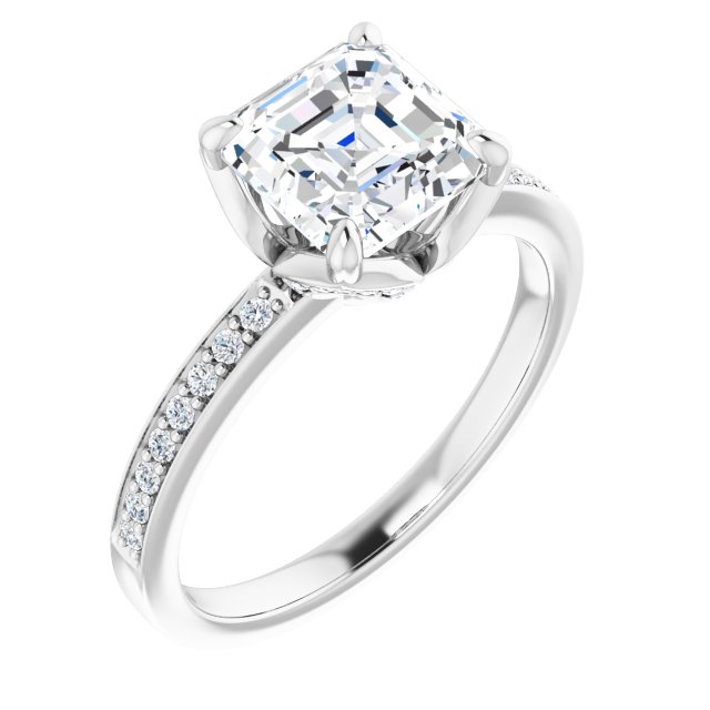 Tessa 2 Carat Asscher Lab Grown Diamond Accented Engagement Ring, 14k ...