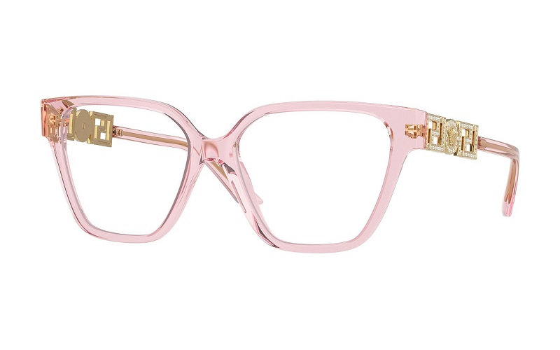 Versace Women's Designer Eyeglasses Geometric Transparent Pink ...