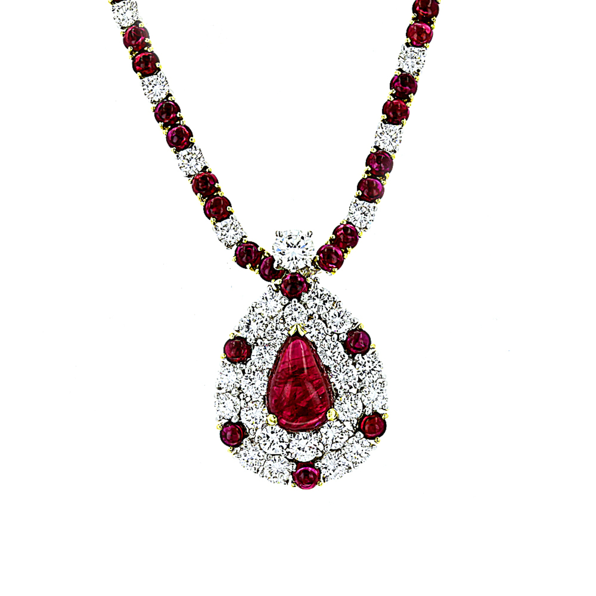 Vintage 18K Gold Ladies Diamond and Ruby Necklace 802522