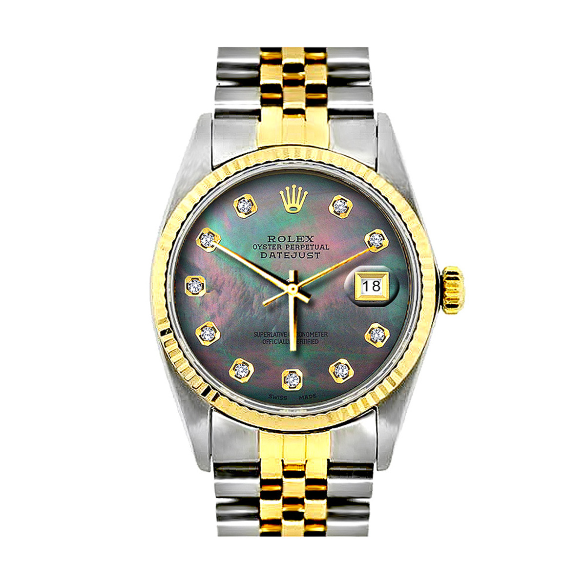 36mm Rolex Diamond Watch for Men Stainless Steel old Jubilee Bracelet ...