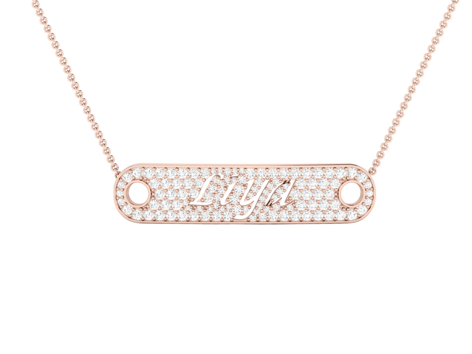 Women's Diamond Name Pendant with Chain 14K Gold Necklace Initial ...