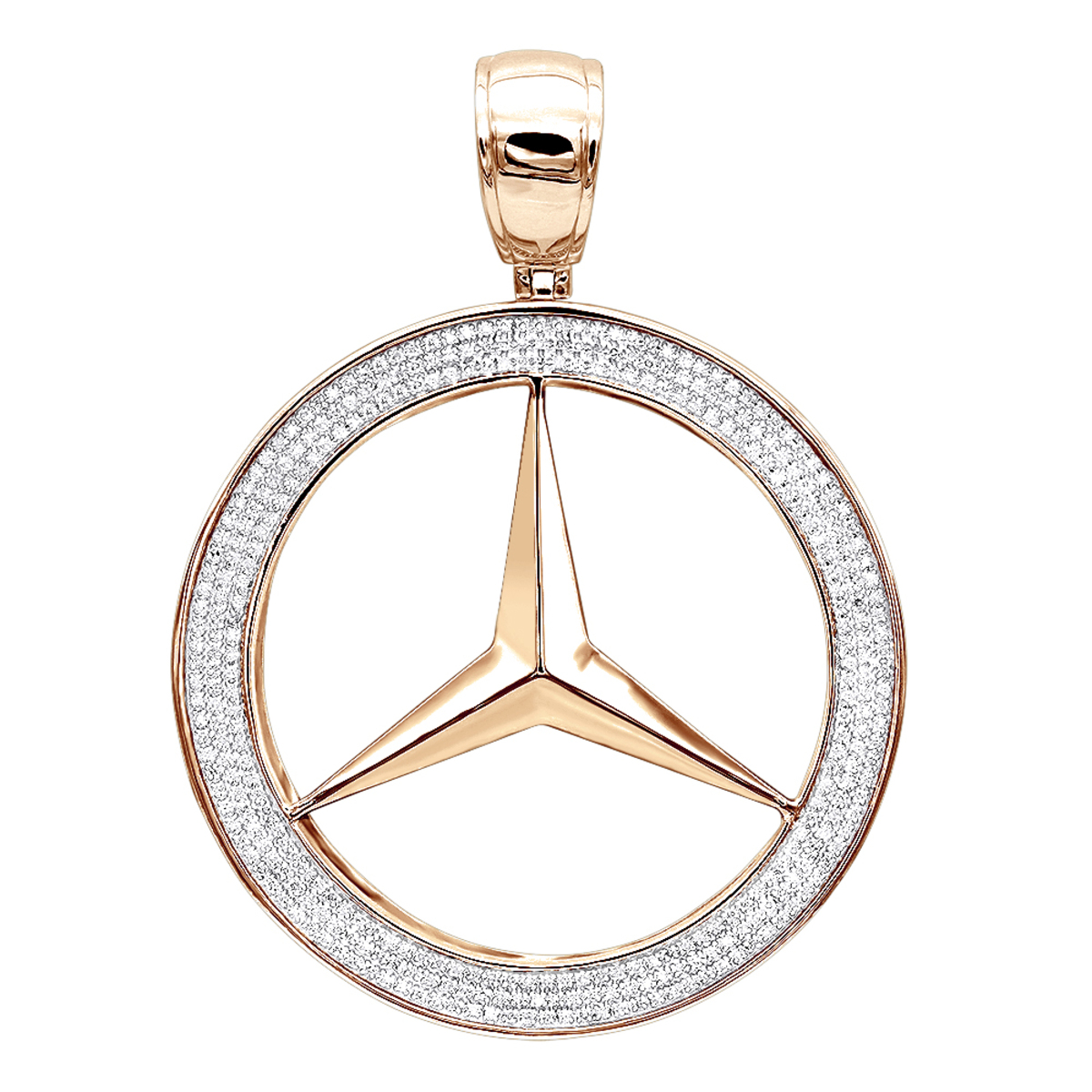 10K Gold Diamond Mercedes-Benz Pendant for Men 1 Carat 406953