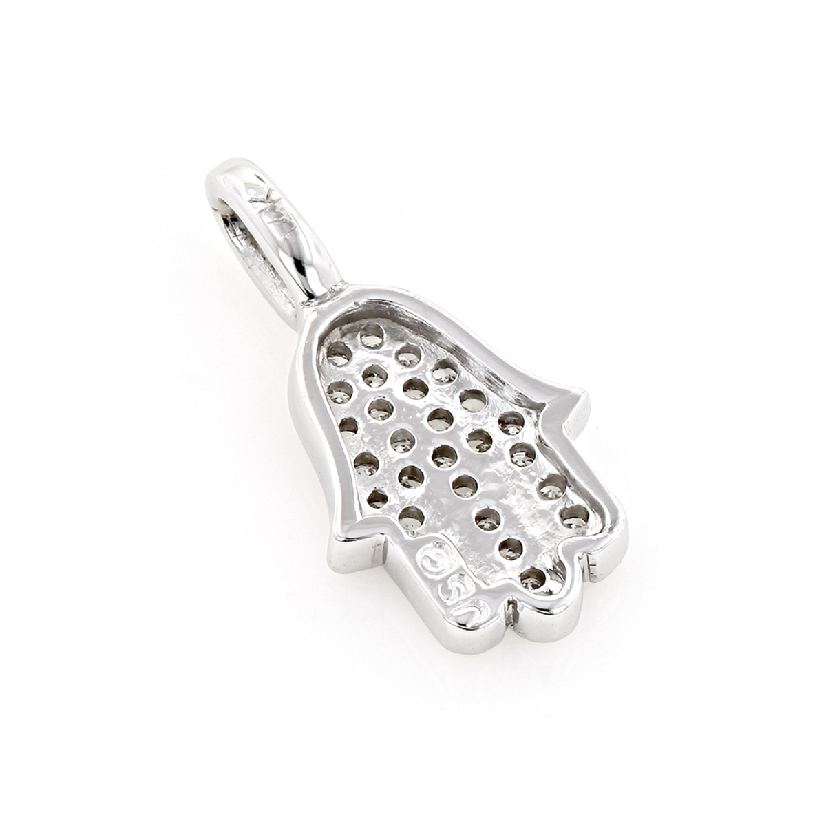 14k Gold Diamond Hamsa Hand Necklace 0.14ct 008804