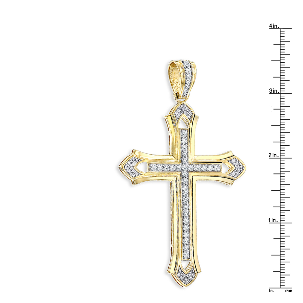 14K Gold Mens Diamond Cross Pendant 2ct 100185