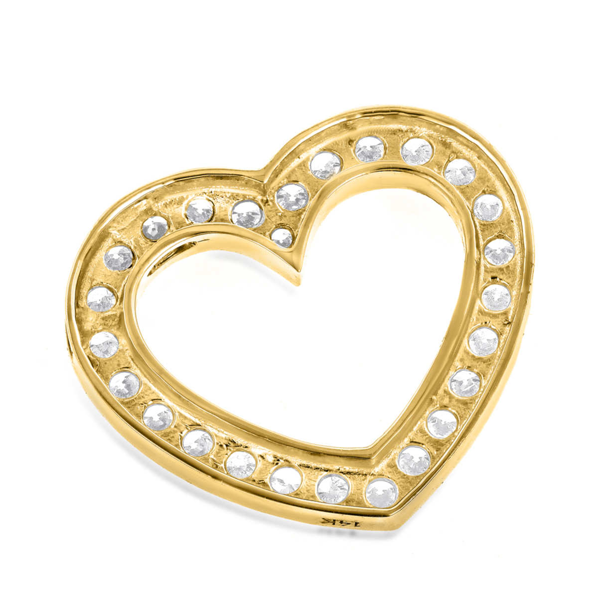 14K Gold Round Diamond Floating Heart Pendant 1.25ct 004677