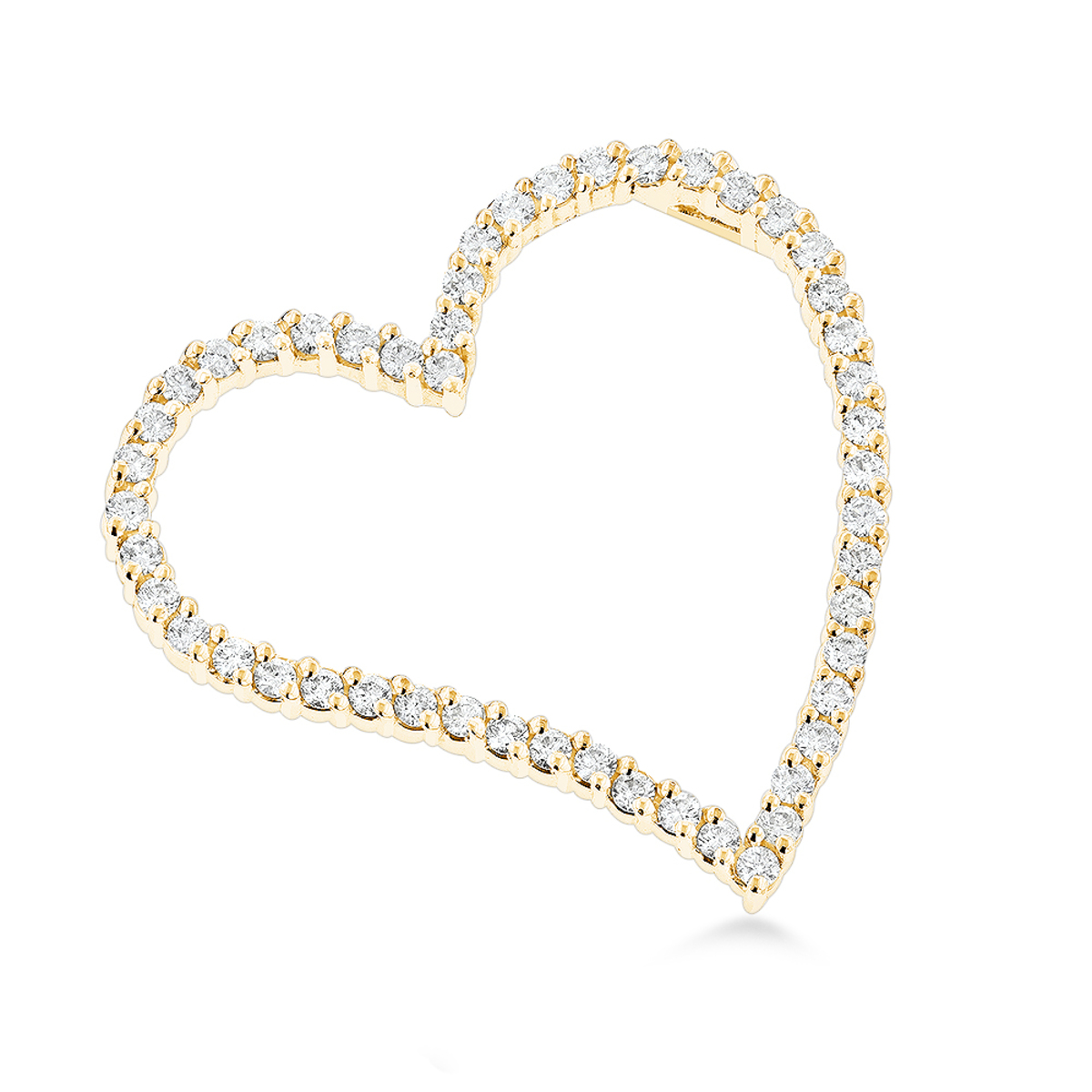 14k Gold 1 Carat Round Diamond Floating Heart Pendant by Luxurman 010014