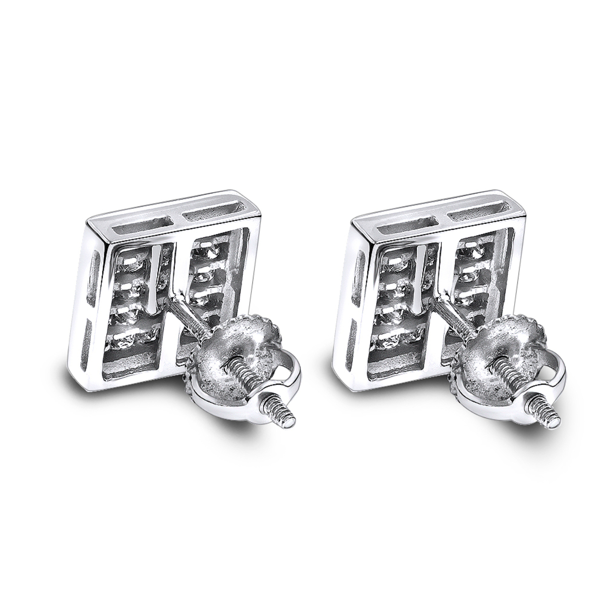 14K Invisible Set Princess Diamond Stud Earrings 0.55ct 004837