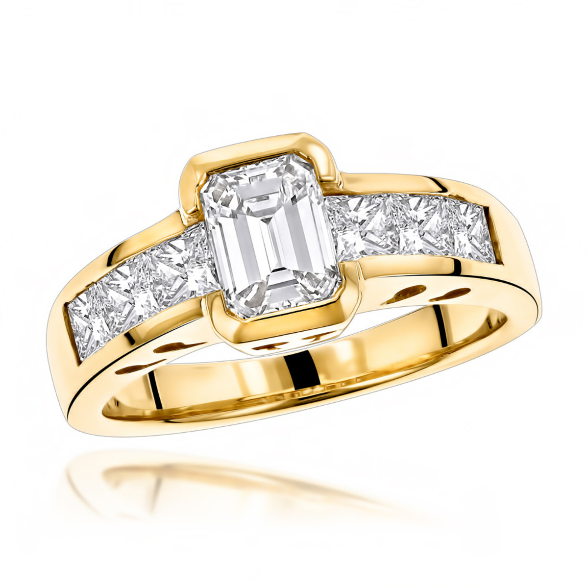 Rectangle Gold Engagement Rings | ItsHot NYC Store