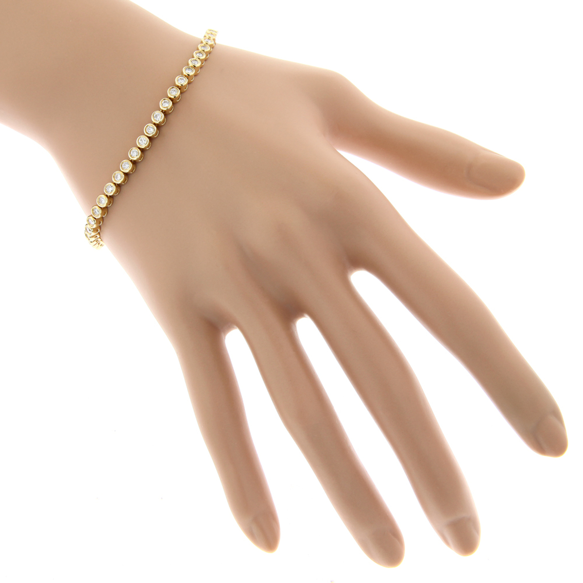 2 20 Carat Diamond Tennis Bracelet 14k Gold Bezel Set 800593