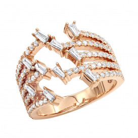 Halo Circle Diamond Right Hand Ring For Woman With Ruby 14K Gold 890977