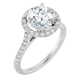 Willow 2 Carat Round Lab Grown Diamond Halo-Style Engagement Ring 14K White Gold , Pinpoint ...