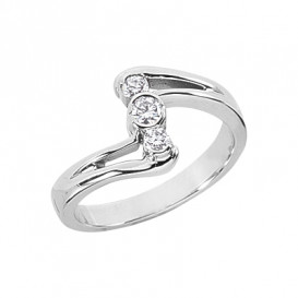 Round Diamond Women's Right Hand Ring 14K White Gold .35ct 205075