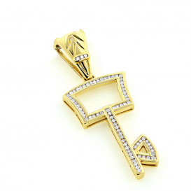10K Yellow Gold Diamond Key Pendant For Men by Luxurman 0.65ct 407009