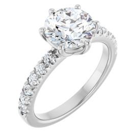 Willow 2 Carat Round Lab Grown Diamond Halo-Style Engagement Ring 14K White Gold , Pinpoint ...