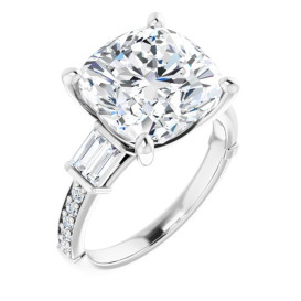 Mia 7 Carat Round Lab Grown Diamond Solitaire Engagement Ring 14K White ...