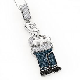 Mens 14K Gold Crown Diamond Pendant 1.37ct 004759