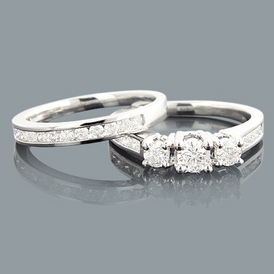 3 stone diamond wedding ring sets store