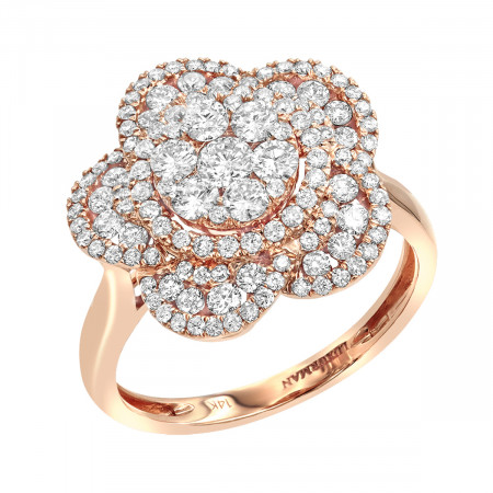 Elegant Ladies' 14K White/Rose Gold Diamond Leaf Ring 0.23ct Elegant Ladies' 14K White/Rose Gold Diamond Leaf Ring 0.23ct
