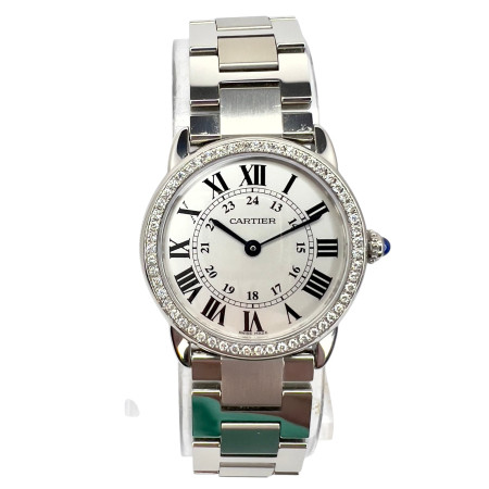 Cartier Ronde Solo Stainless Steel Women's Diamond Watch 29mm 0.43ct ...