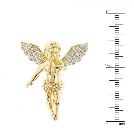 14K Solid Gold Diamond Angel Pendant 0.63ct Small Baby Angel Charm 890781