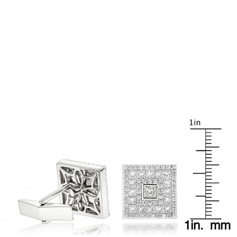 18K Round & Princess Diamond Designer Cufflinks 4.59ct 100017