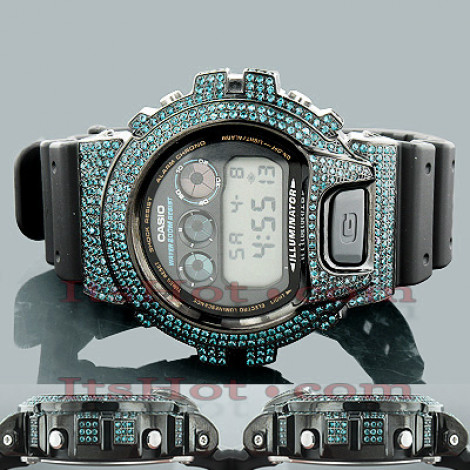Custom Casio Watches: Blue Diamond G-Shock Watch 5.25ct 964917