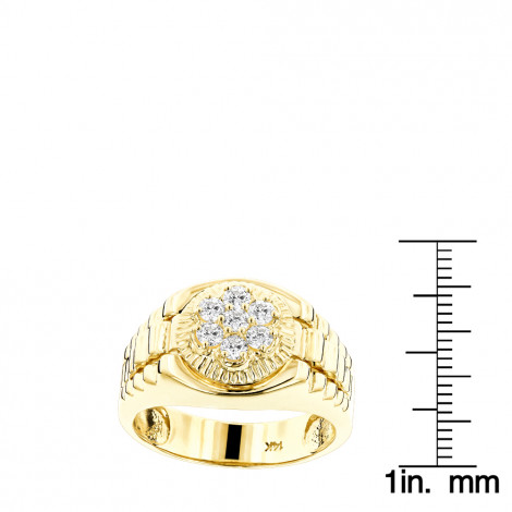 Mens Diamond Rings 14K Gold Rolex Style Diamond Ring 0.45ct 004895