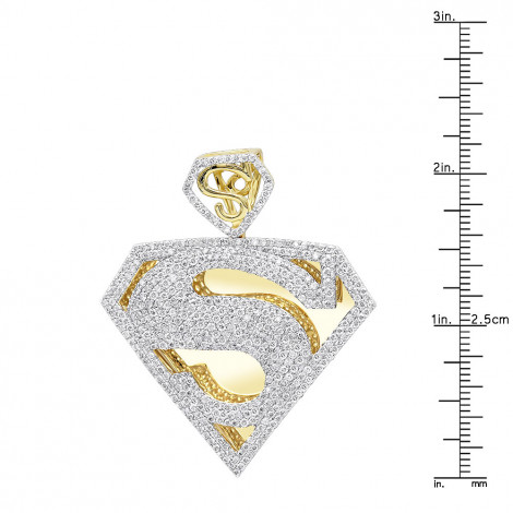 14K Gold Diamond Superman Pendant Charm 4.50ct 405265