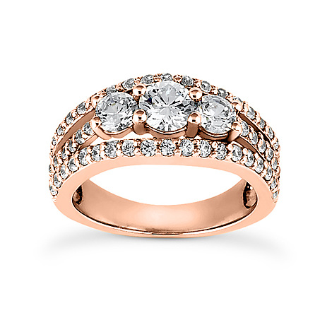 14K Gold Unique Diamond Engagement Ring 0.85ct 6.8mm 006017