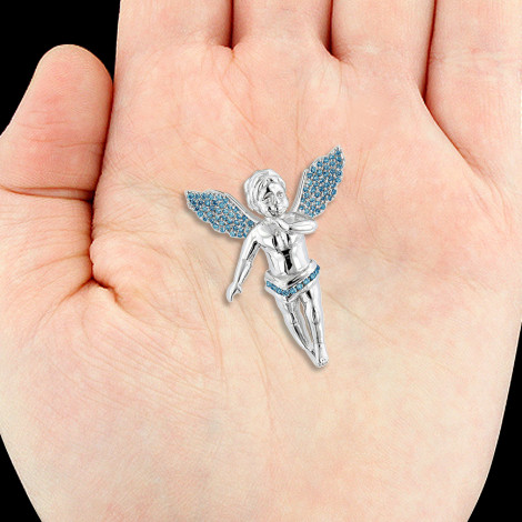 Mini Angels with Wings Charms: Blue Diamond Angel Pendant 0.7ct 14K ...