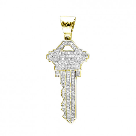 Real 10k Gold Diamond Key Pendant For Men by Luxurman 0.65ct 407009