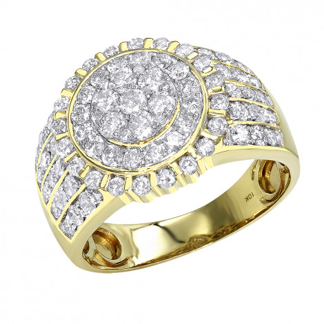 Solid 10K Gold Diamond Ring for Men by Luxurman 2.5ct 406936