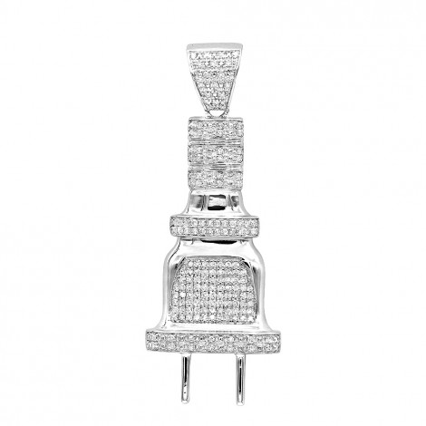 Solid 10k Gold Power Plug Real Diamond Pendant for Men 0.5ct by ...