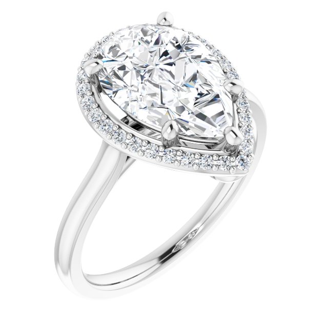 Ariana 3 Carat Pear Lab Grown Diamond Halo-Style Engagement Ring 14K ...